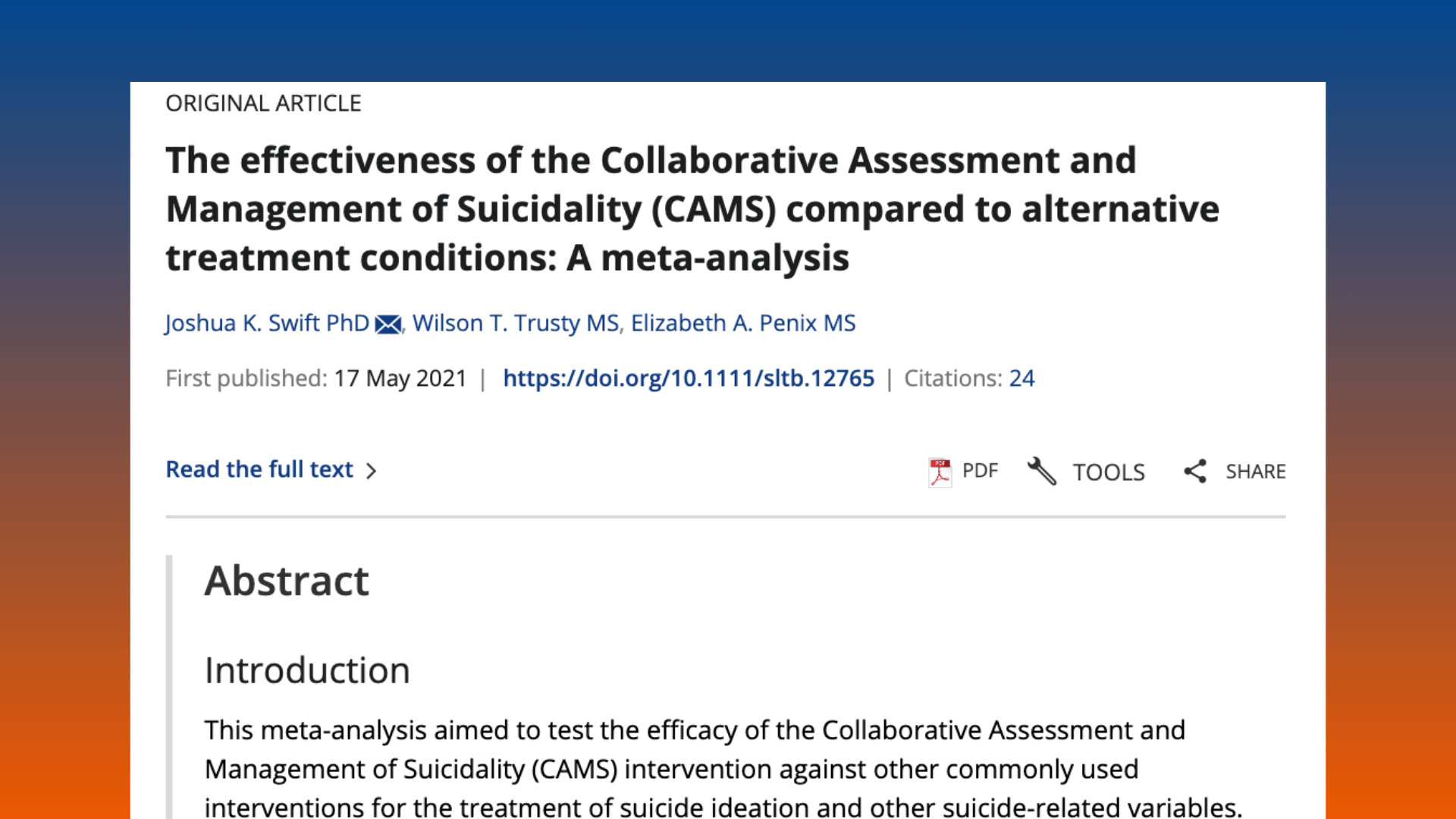 Advance with CAMS: Clinician Training for… | SafeSide Prevention