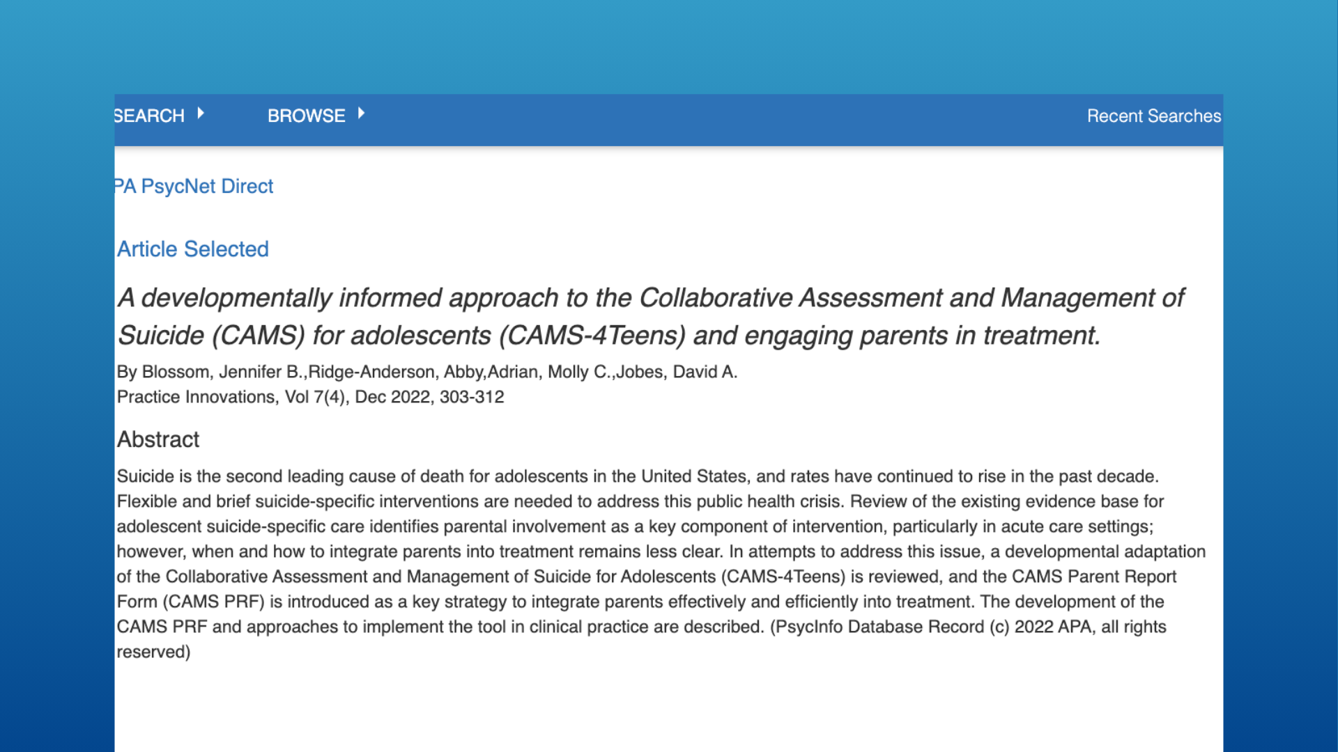 Advance with CAMS: Clinician Training for… | SafeSide Prevention
